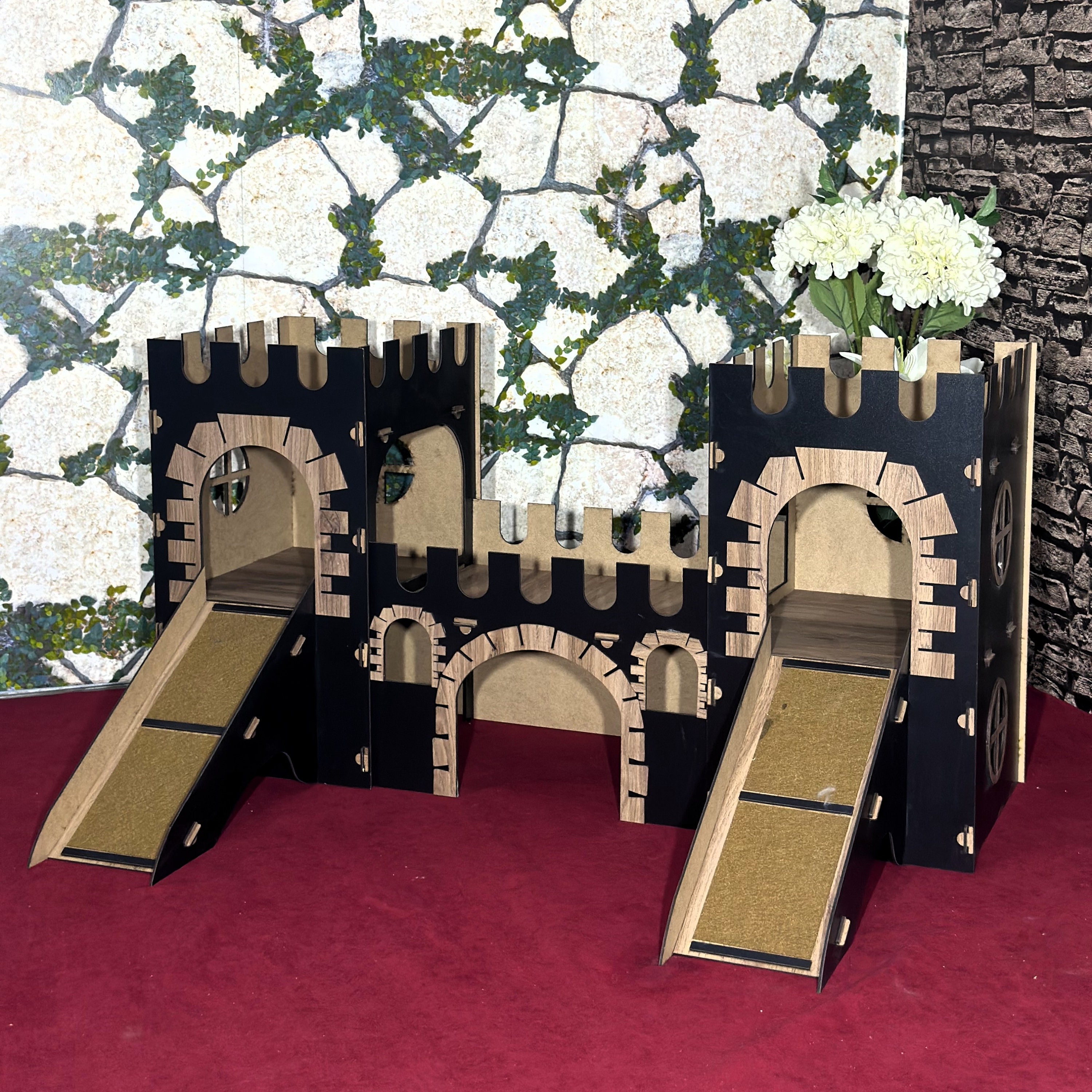 Easter Bunny Castle With Twin Closed Towers, Black Oak Rabbit Palace ...