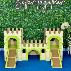 Bunny Castle With Twin Closed Towers, Beige Green, Rabbit Palace With ...