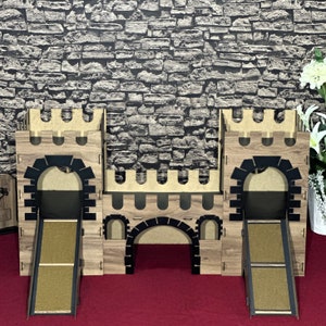 Bunny Castle With Twin Closed Towers, Oak Black Rabbit Palace With Two ...
