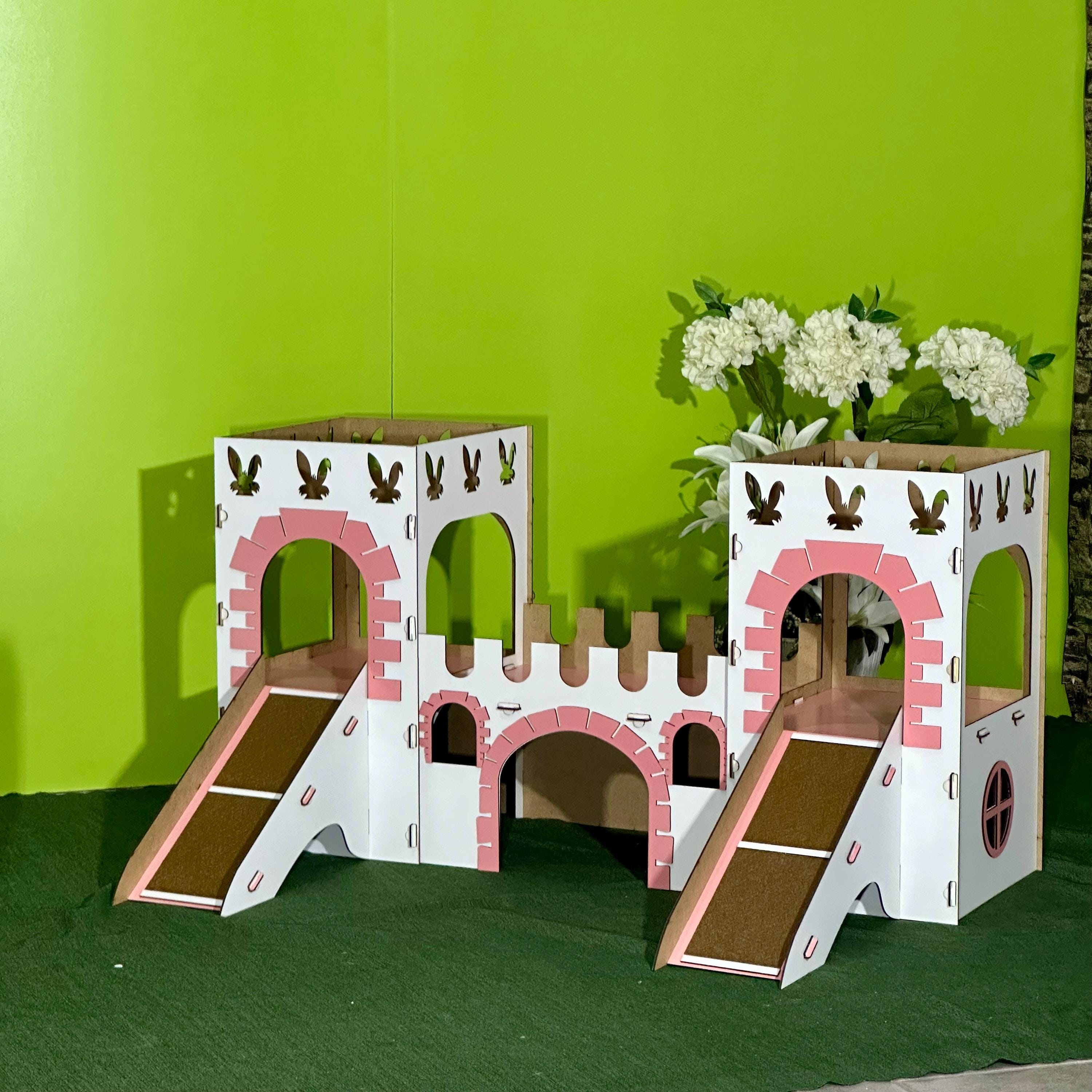 Two-story Bunny Castle: White Rabbit Palace With Terrace Color Options ...
