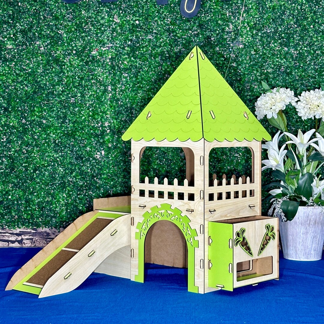 Spacious Rabbit Castle: Maple Green Tower, Feeder, Large Bunny House - Etsy