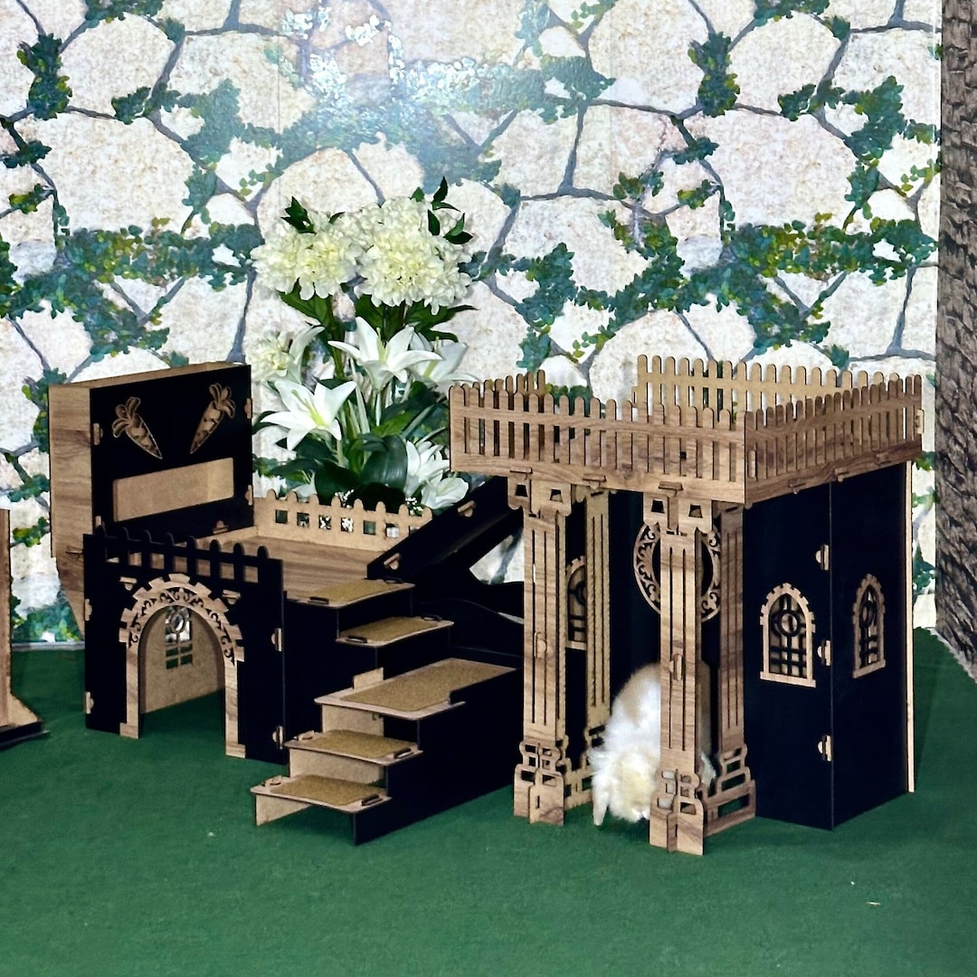 Bunny Villa With Feeder, Two Rooms and Four Living Spaces, Four ...