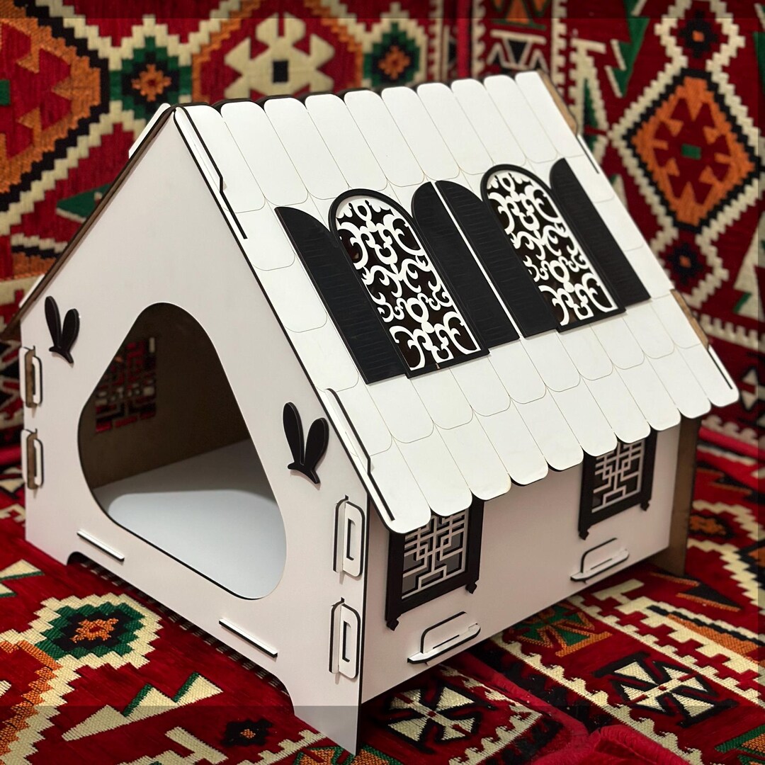 Tiny Bunny House | White Rabbit Hut | Colorful Bunny Hutch | Rabbit ...