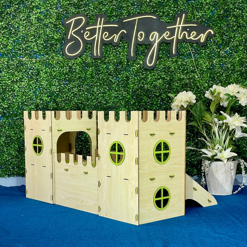 Bunny Castle With Twin Closed Towers, Beige Green, Rabbit Palace With ...