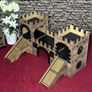 Bunny Castle With Twin Closed Towers, Oak Black Rabbit Palace With Two ...