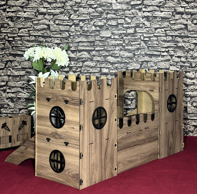 Bunny Castle, With Twin Closed Towers, Oak Black Rabbit Palace With Two ...