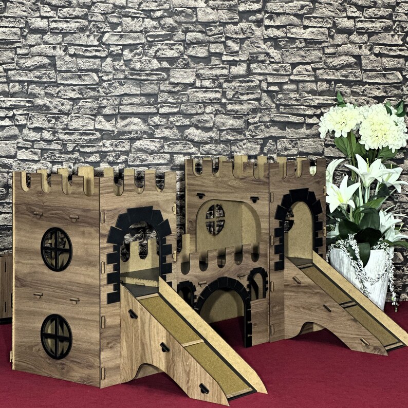 Bunny Castle, With Twin Closed Towers, Oak Black Rabbit Palace With Two ...