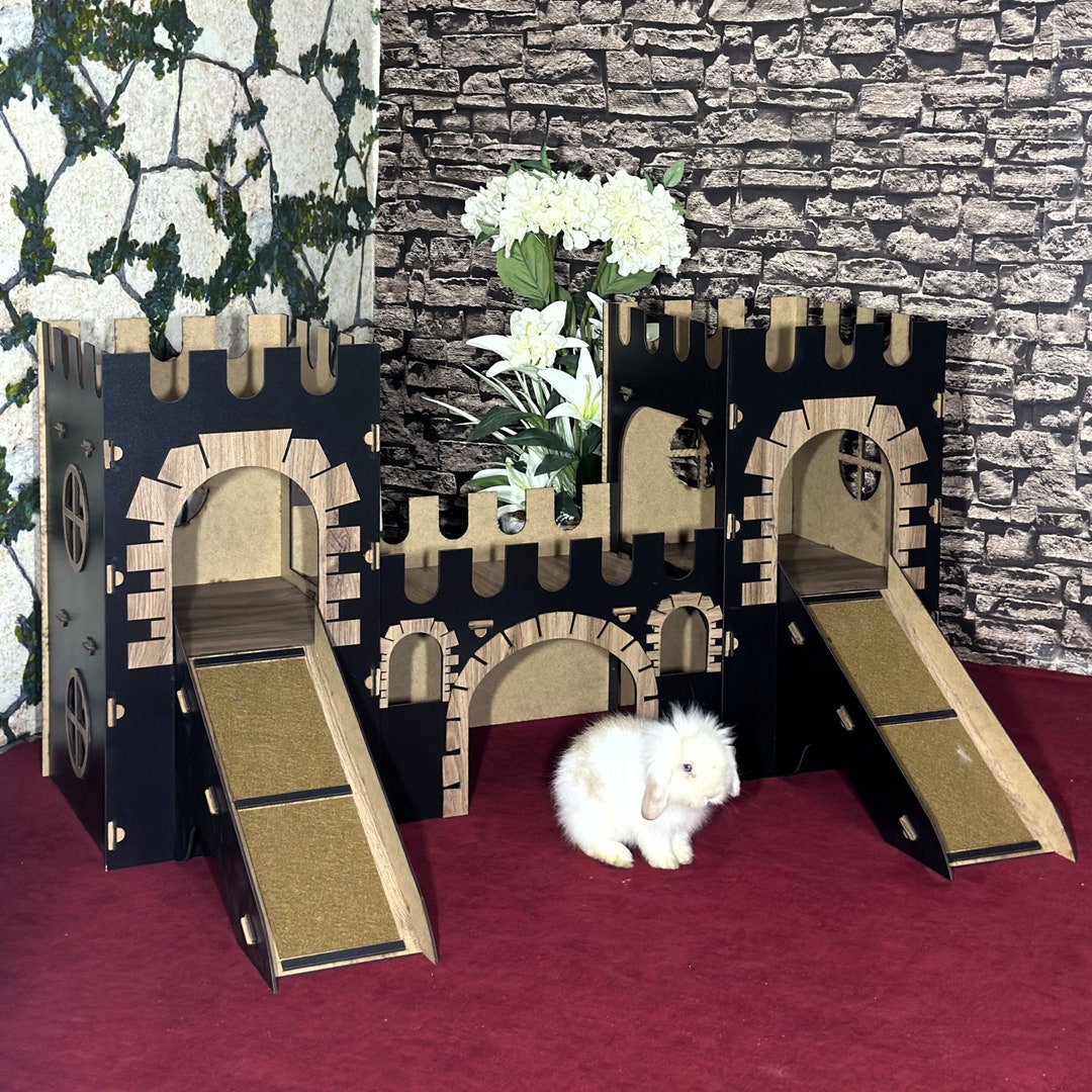 Bunny Castle With Twin Towers, Black Oak Rabbit Palace With Two-story ...
