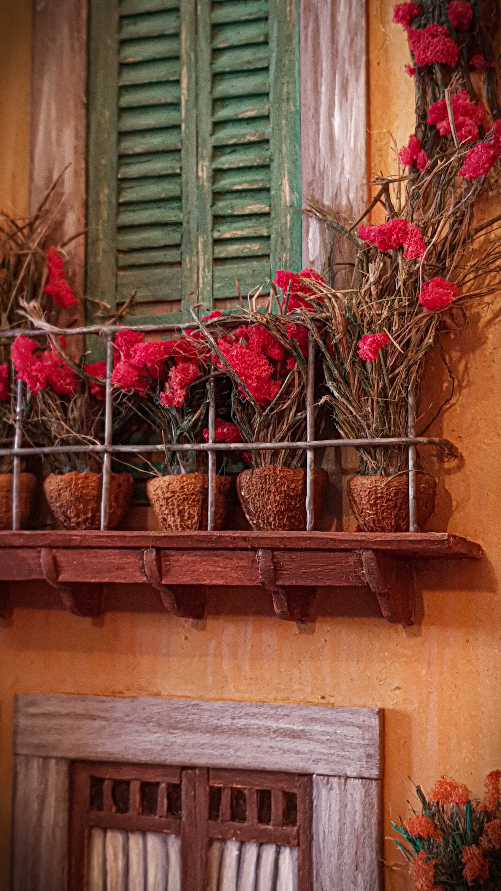 Wooden Hanging Diorama, Traditional House With Flowers, Decorative Wall ...