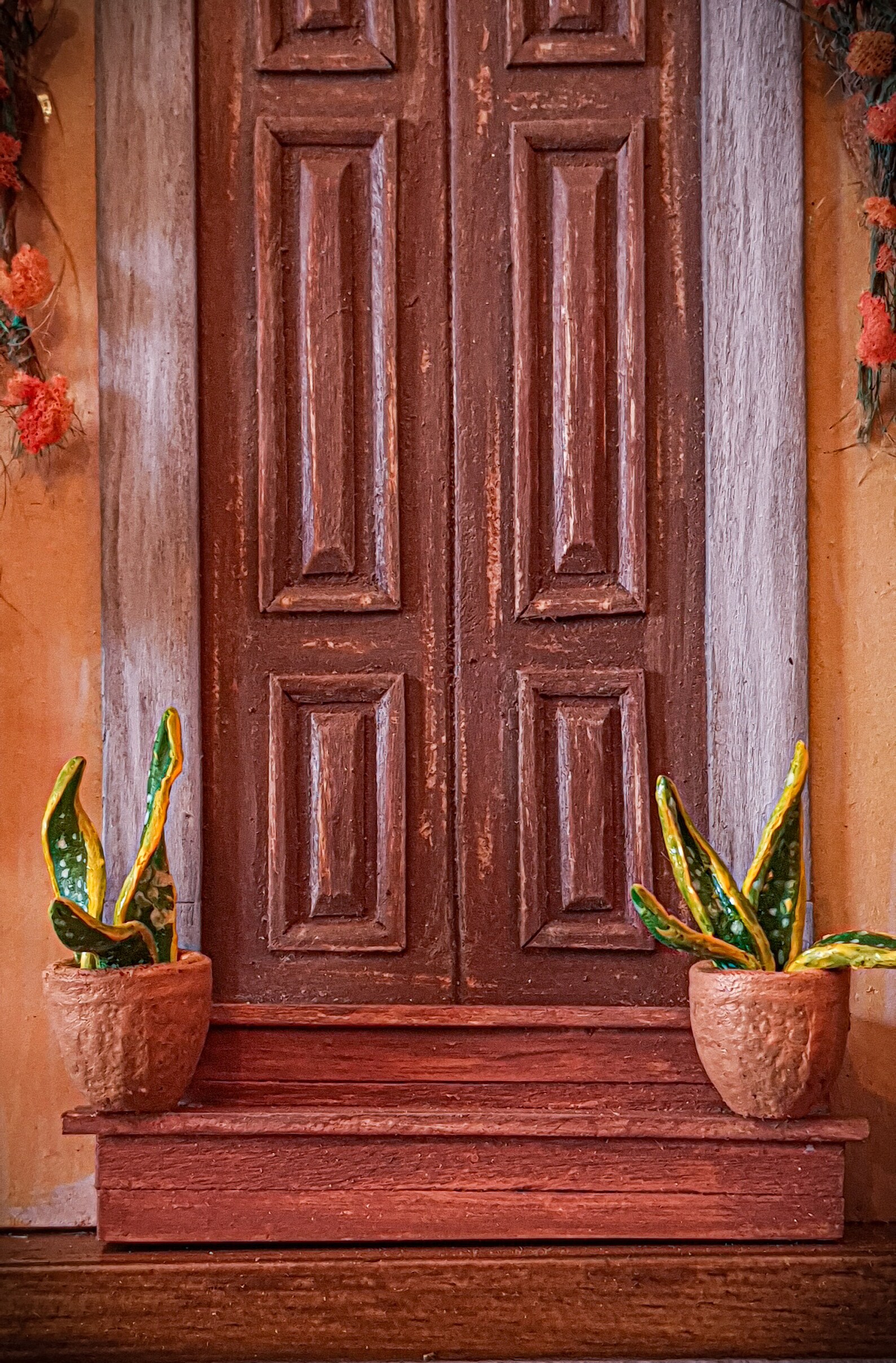 Wooden Hanging Diorama, Traditional House With Flowers, Decorative Wall ...