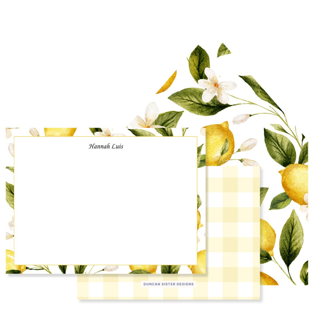 Personalized Lemon Stationary Custom Note Card Set With 12 Designs - Etsy