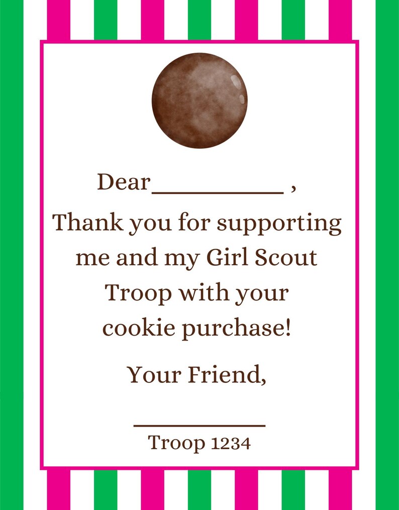 Personalized Girl Scout Cookie Thank You Cards - Etsy