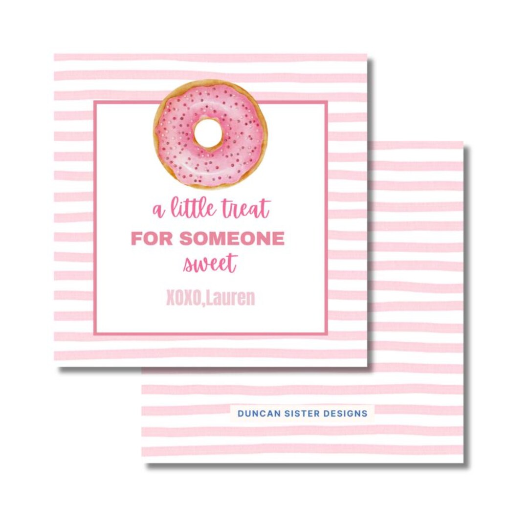 Valentine Tag, Donut Valentine Card, Donut Valentine, A Little Treat ...
