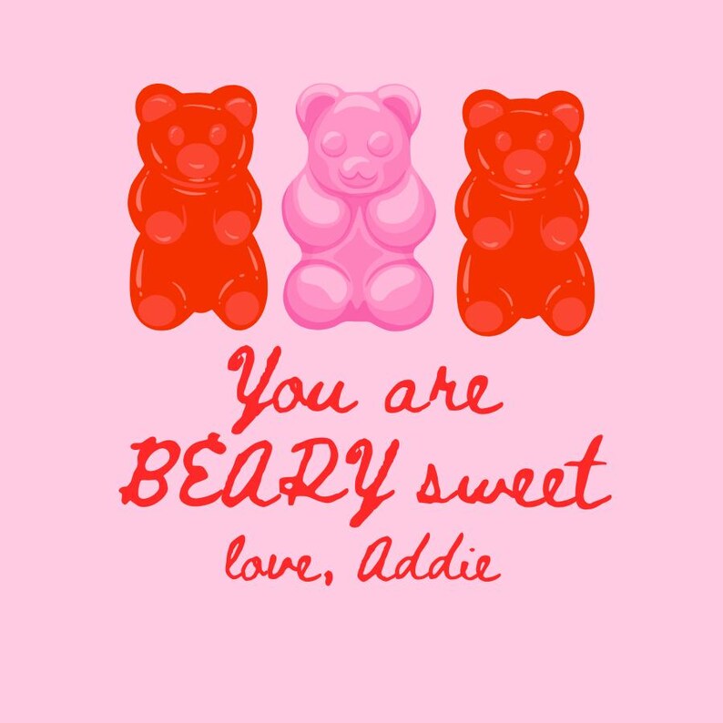 Printable Cute Valentine Card, Gummy Bear Valentine, Candy Valentine ...