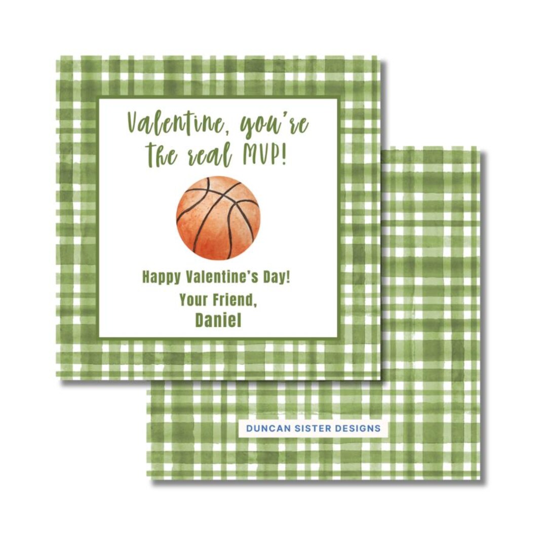 Printable Valentine Tag, Cute Valentine Card, Boy Valentine, Basketball ...