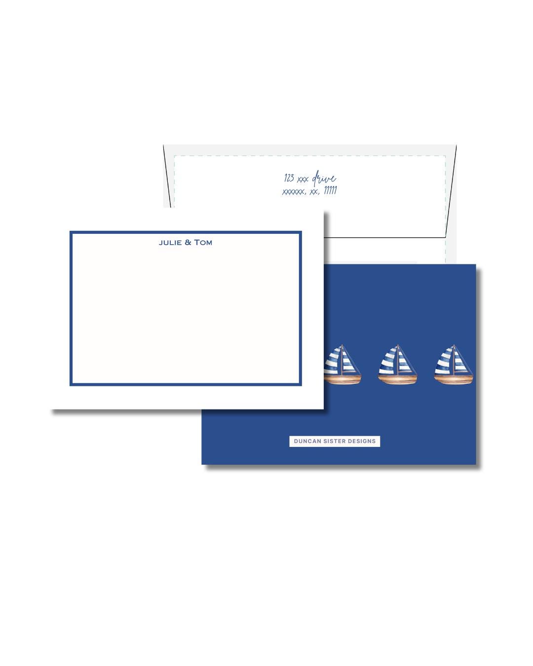 Personalized Nautical Note Card Set, Custom Stationery - Etsy