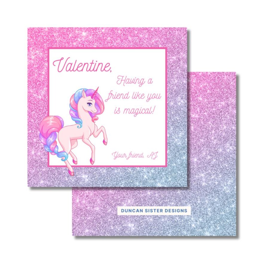 Printable Valentine Tag, Cute Valentine Card, Boy Valentine, Unicorn ...