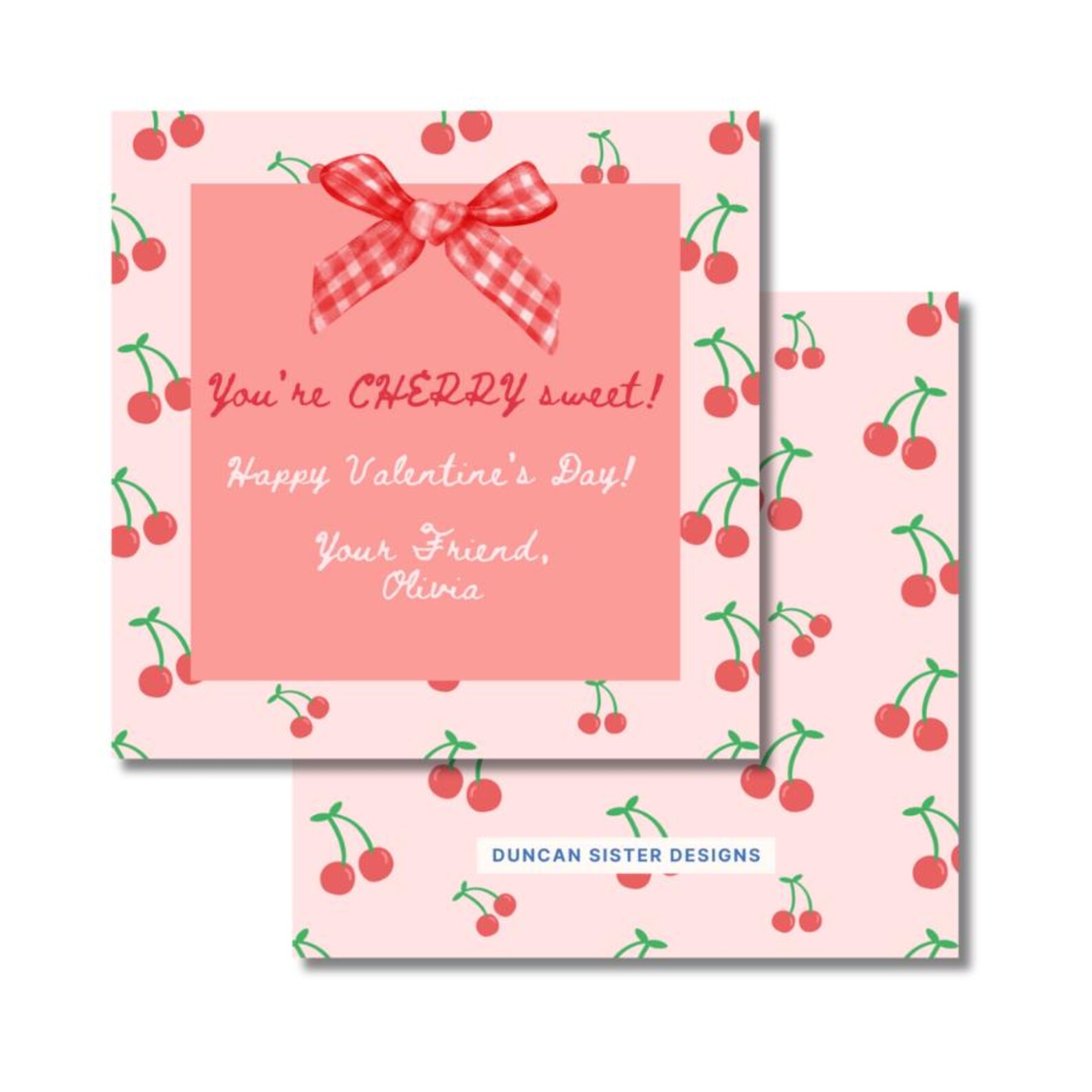 Printable Valentine Tag, Cherry Valentine Card, Kids Heart Valentine ...