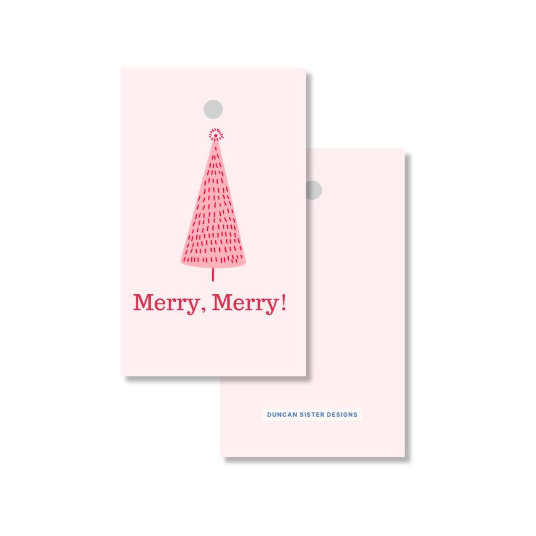 Pink Christmas Gift Tag, Christmas Tree Tag, Holiday Gift Tag, Cute ...