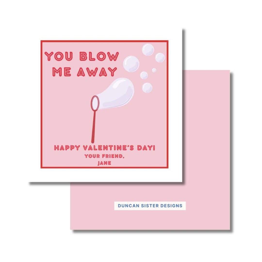 Valentine Tag, Bubble Valentine Card, Kids Bubble Valentine, Valentine ...