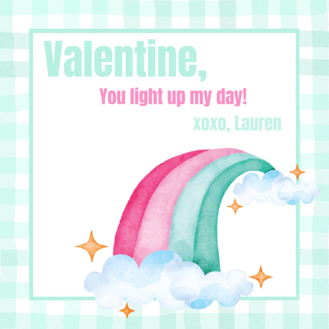 Printable Rainbow Valentine Tag, Rainbow Valentine Card, Rainbow ...
