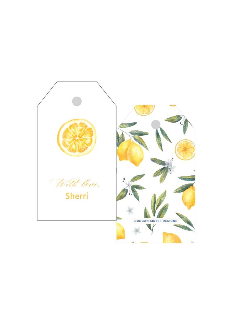 Personalized Favor Tag, Thank You Tag, Custom Tag, Watercolor Lemon ...