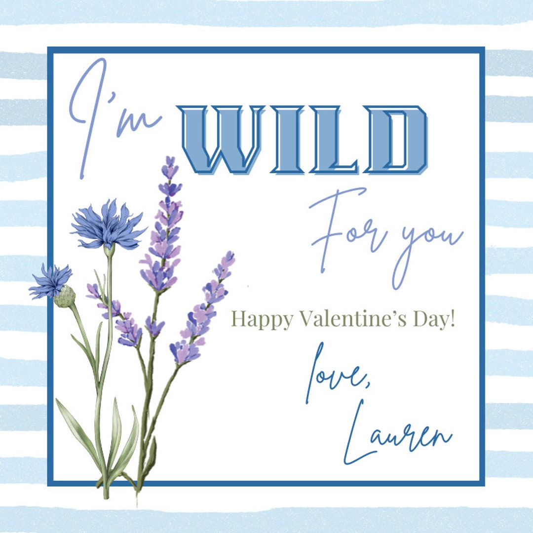 Printable Wild Flower Valentine Tag, wild About You Valentine Card ...