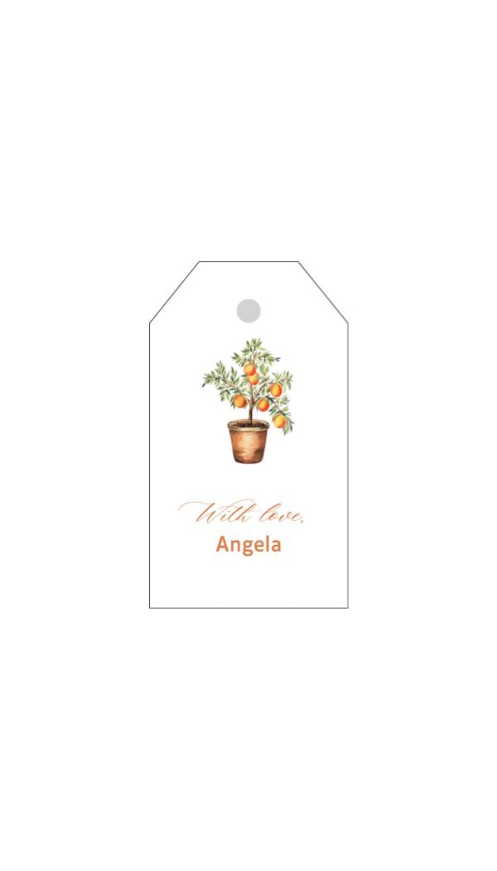 Personalized Watercolor Orange Tree Thank You Tags, Set of 24 Custom ...