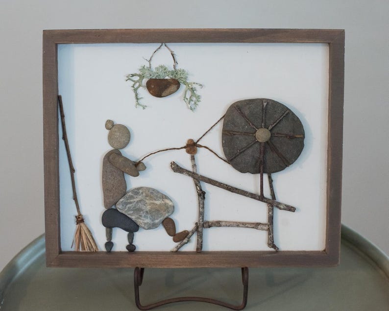 Spinning Wheel Pebble Art - Etsy