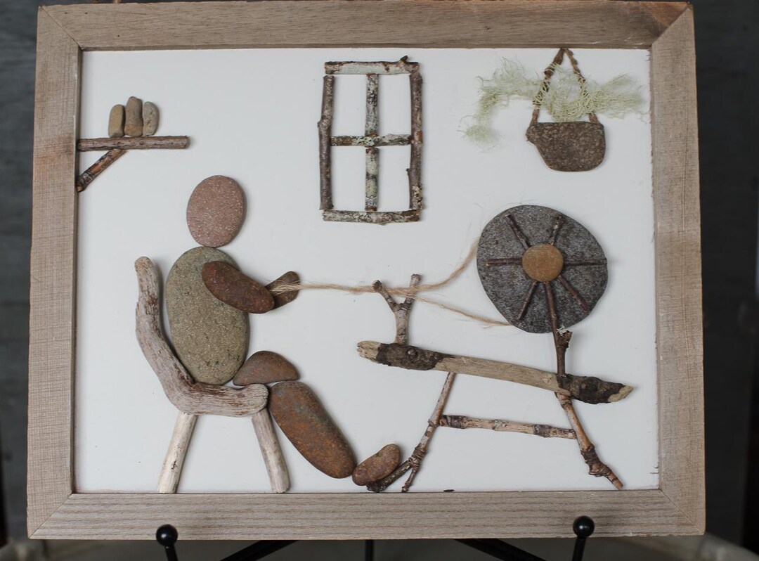 Spinning Wheel Pebble Art - Etsy
