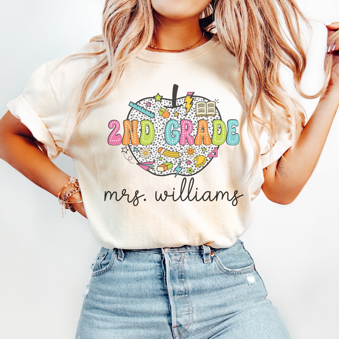 Custom Second Grade Teacher Shirt, Personalize 2nd Grade Teacher Shirt ...
