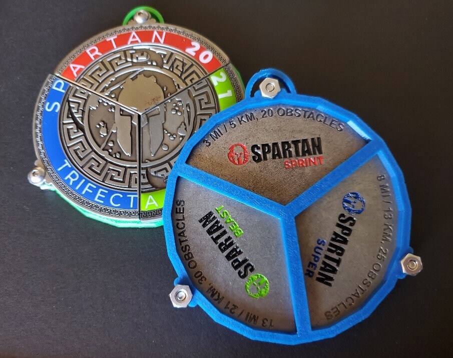 Spartan Trifecta Wedge HANGING Medal Display - Etsy