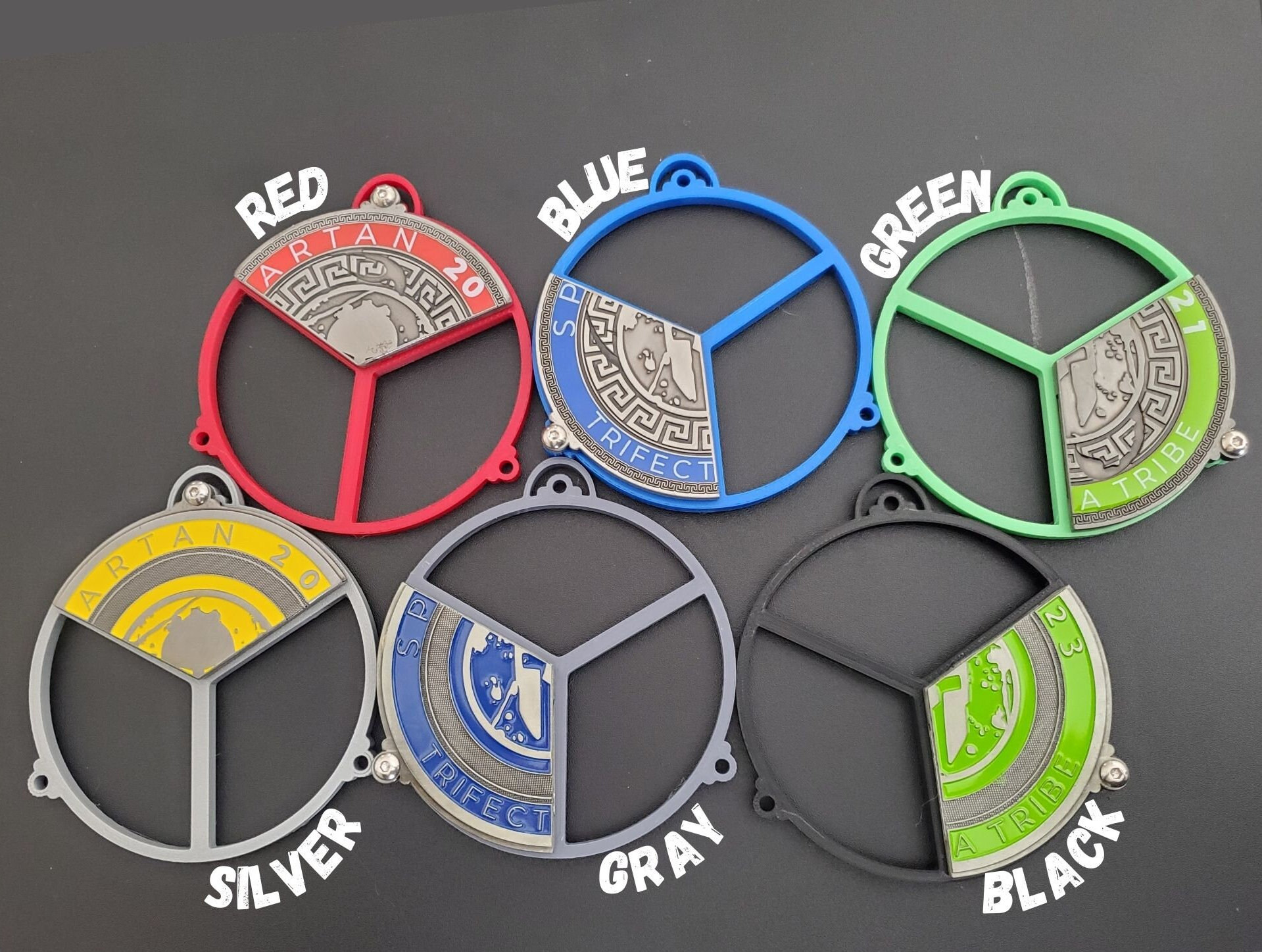 Spartan Trifecta Wedge HANGING Medal Display With Ribbon - Etsy