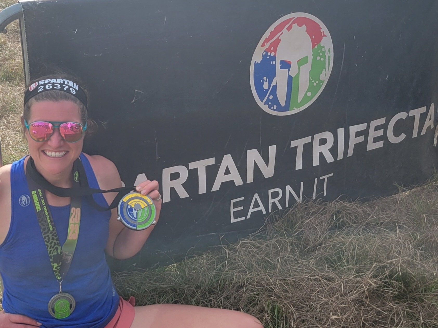 Spartan Trifecta Wedge HANGING Medal Display With Ribbon - Etsy