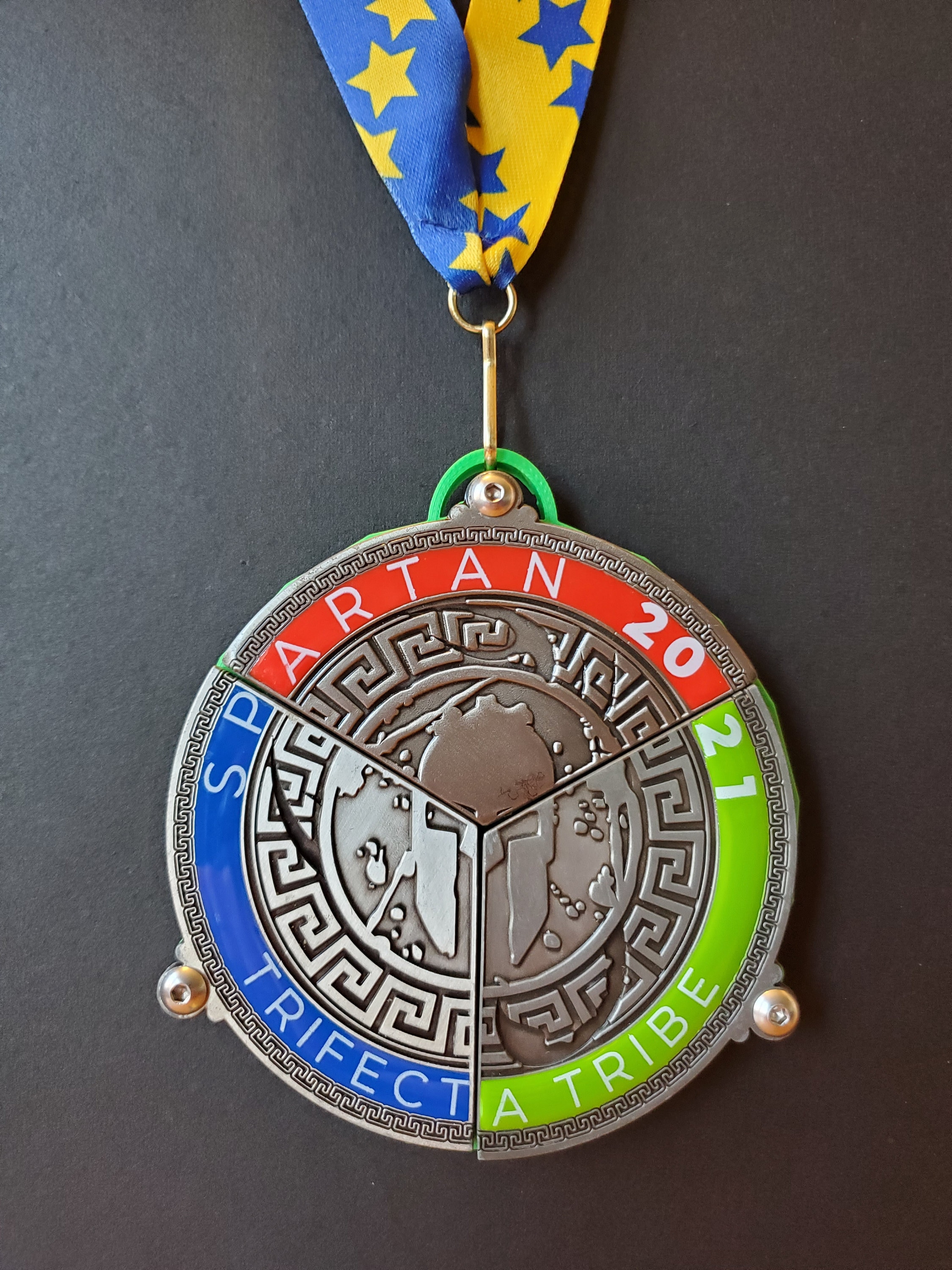 Spartan Trifecta Wedge HANGING Medal Display With Ribbon - Etsy