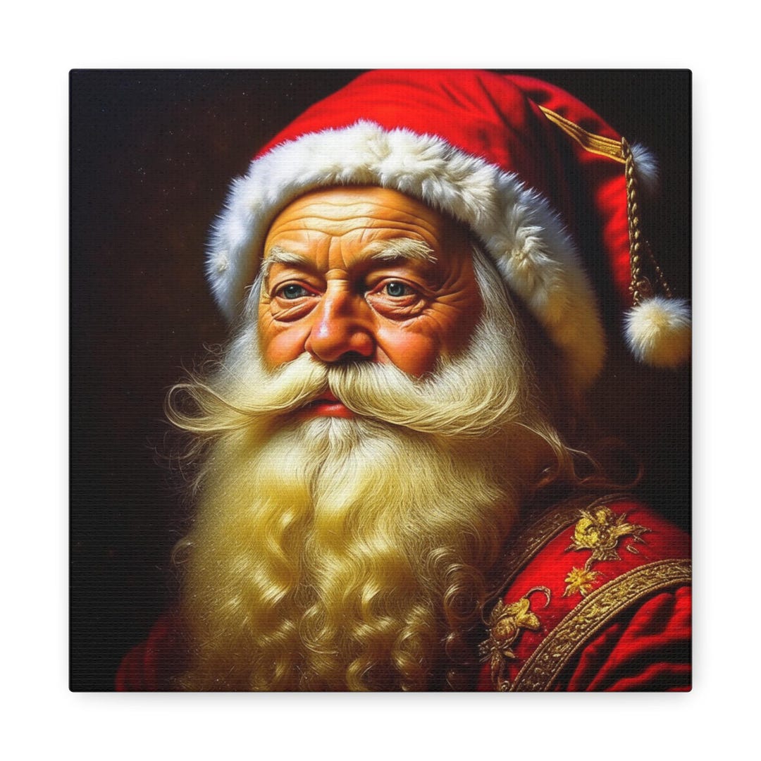Festive Santa Claus Oil Painting Canvas Wrap: Holiday Wall Art Decor ...