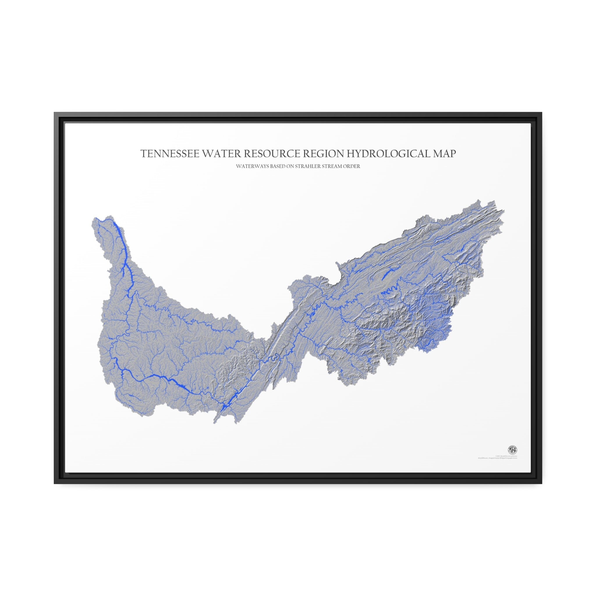 Tennessee Watershed Hydrological Map gray on Matte Canvas in - Etsy