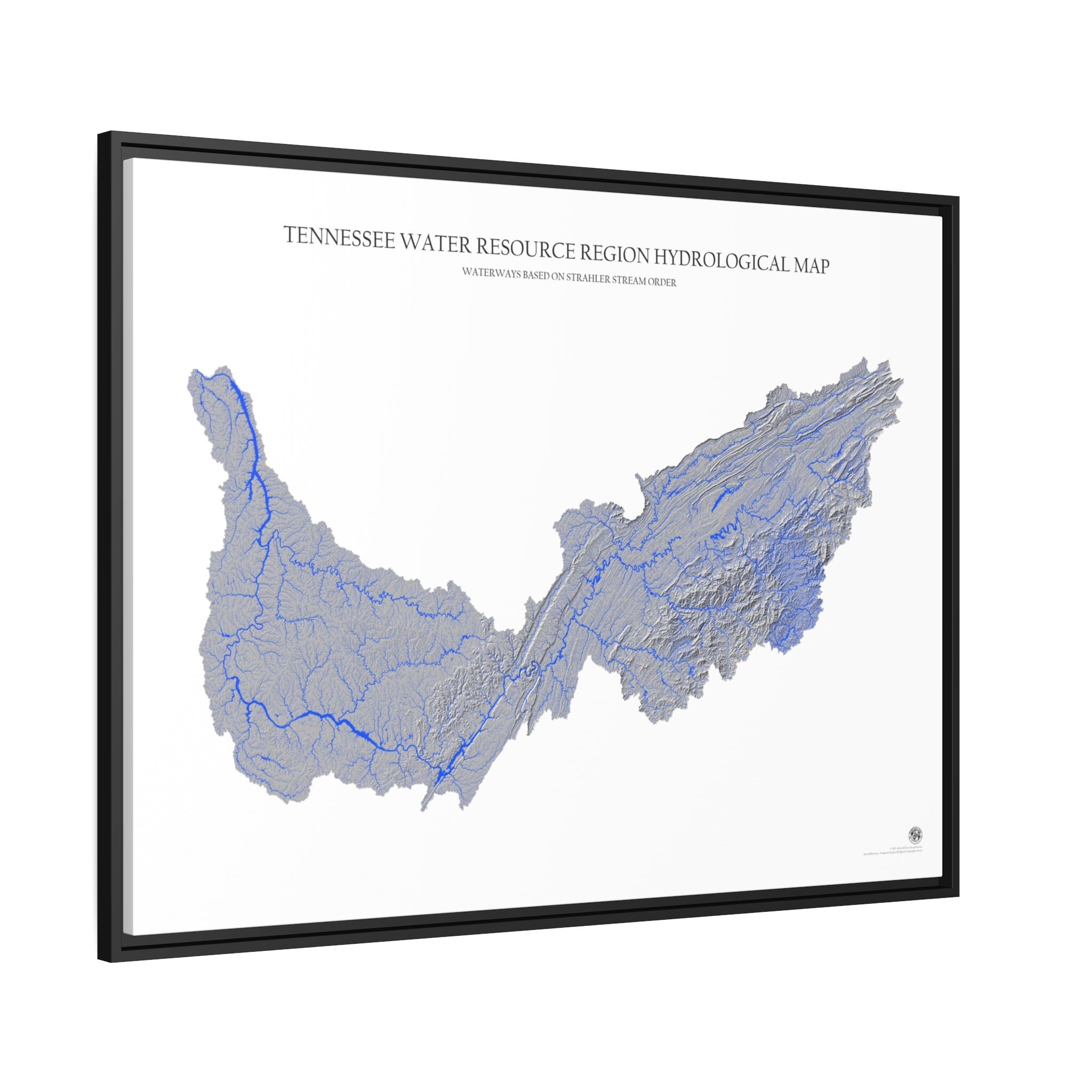 Tennessee Watershed Hydrological Map gray on Matte Canvas in - Etsy