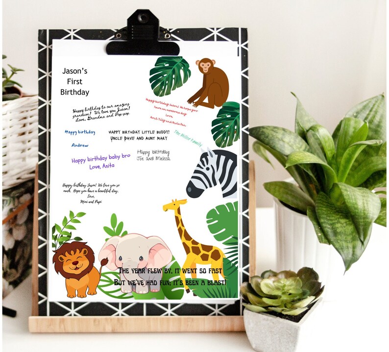 Baby's First Birthday Sign in Sheet, Printable First Birthday Memory ...