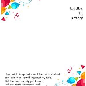 Baby's First Birthday Sign-in Sheet, Balloons, Birthday Quote ...