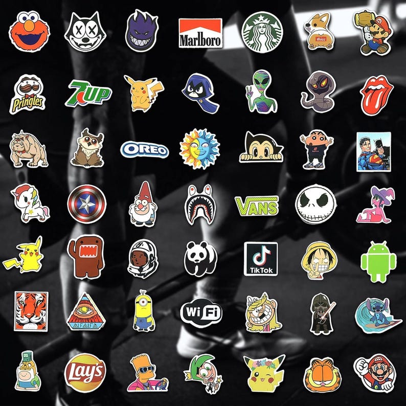 300 Brand Stickers, Waterproof Vinyl Decals for Laptop, Skateboard - Etsy