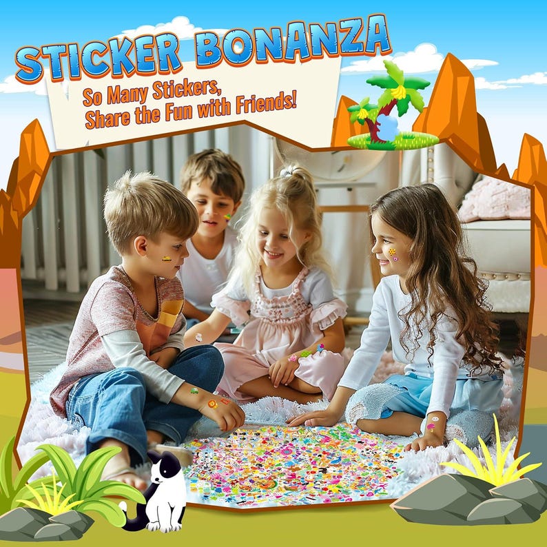 3200+ Kids Puffy Stickers | 64 Sheets Assorted Animal Reward Stickers ...