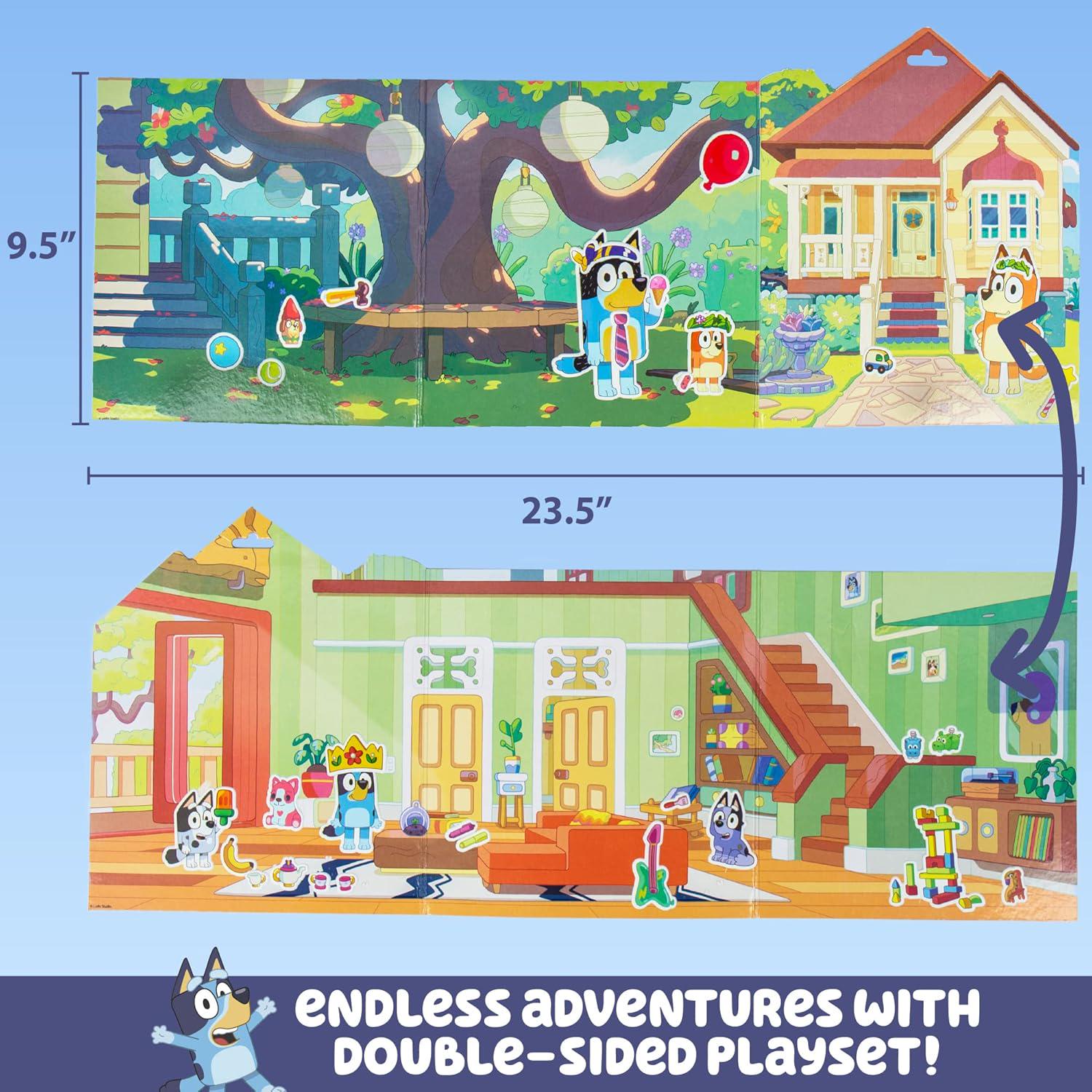 Bluey Sticker Playset, 2 Sticker Play Scenes, 35+ Reusable Puffy Bluey ...