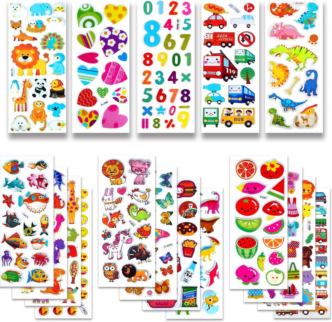 Puffy Stickers for Toddlers, Animals, Dinosaurs, & Numbers (500 ...