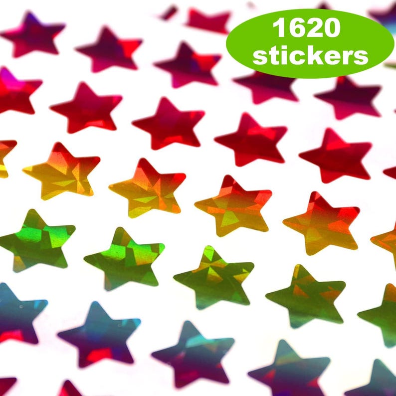1620 Holographic Rainbow Star Stickers (0.6" Diameter) for Kids ...