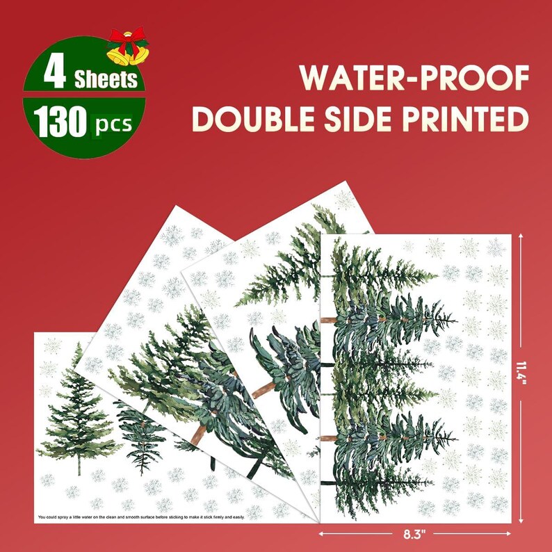 Christmas Window Cling Stickers, Trees and Snowflakes, Holiday ...