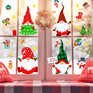 Gnome Christmas Window Clings, Holiday Decorations (9 Sheets) - Etsy