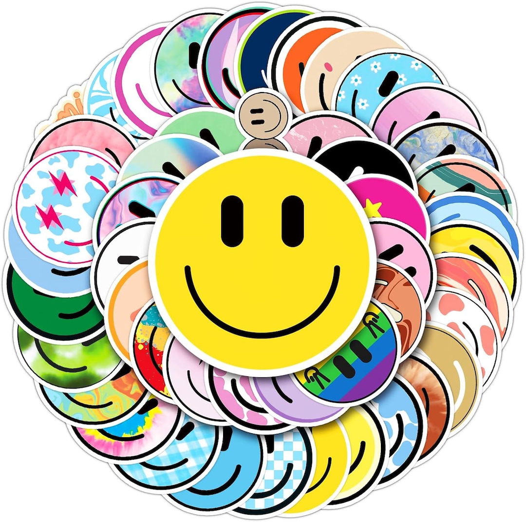 50PCS Smiley Face Stickers, Waterproof Vinyl Decals - Etsy