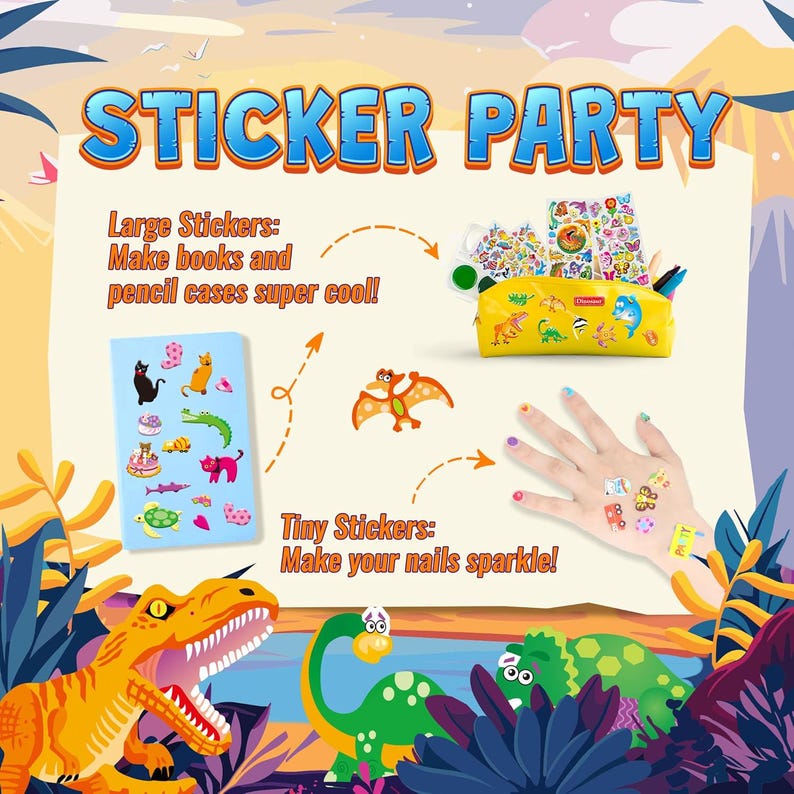 3200+ Kids Puffy Stickers | 64 Sheets Assorted Animal Reward Stickers ...
