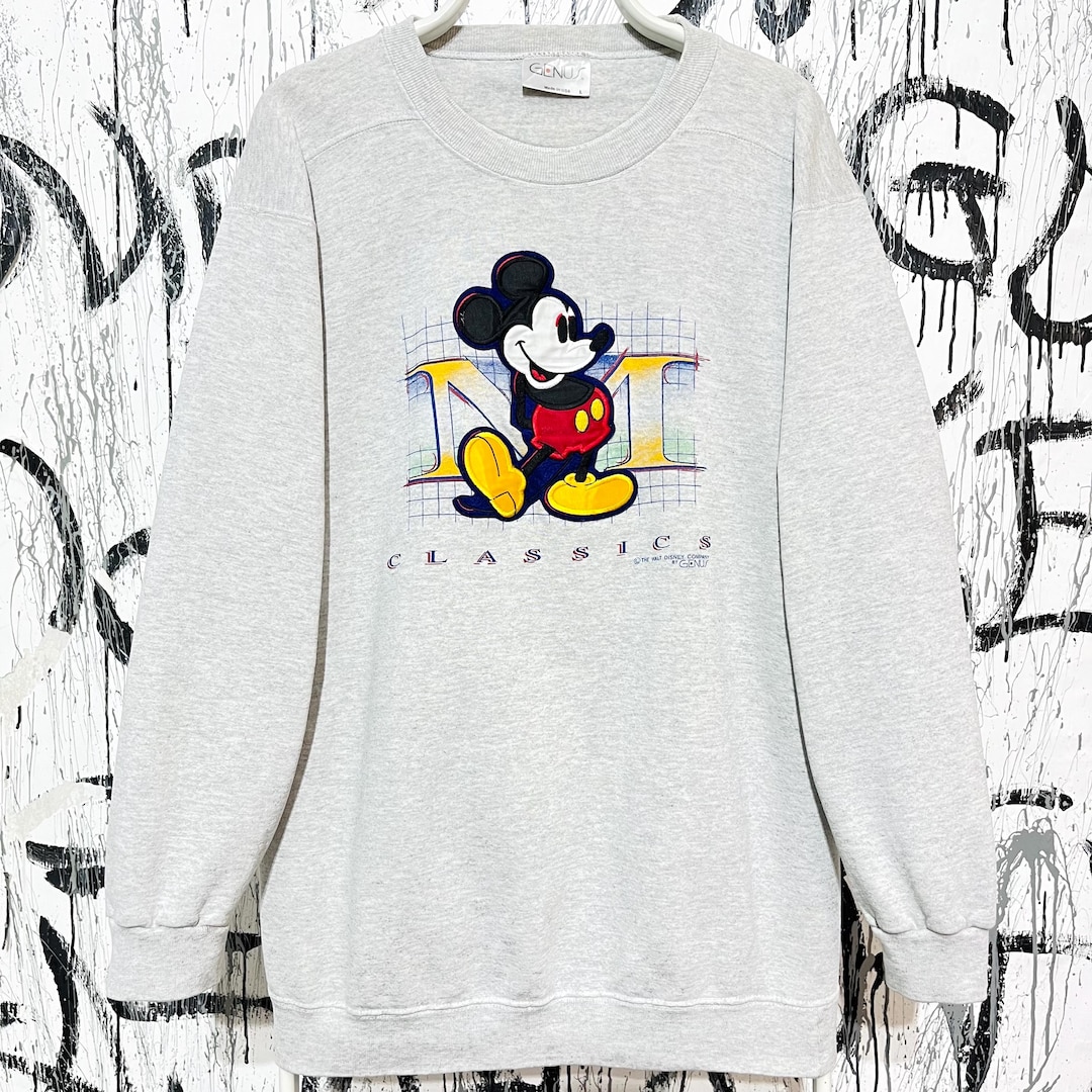 Vintage 90s Disney Mickey Mouse Genus Sweatshirt Mens L Gray ...